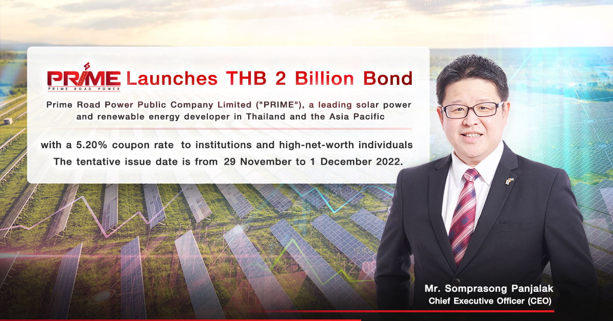 SET-listed Prime Road Power Public Company Limited ("PRIME"), a leading ...
